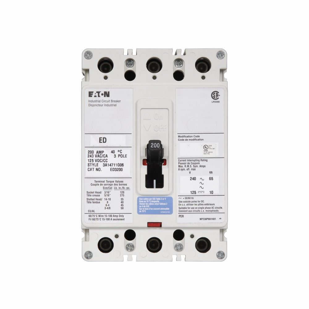 ED3200 - Eaton - 200 Amp Molded Case Circuit Breaker – Canada Breakers