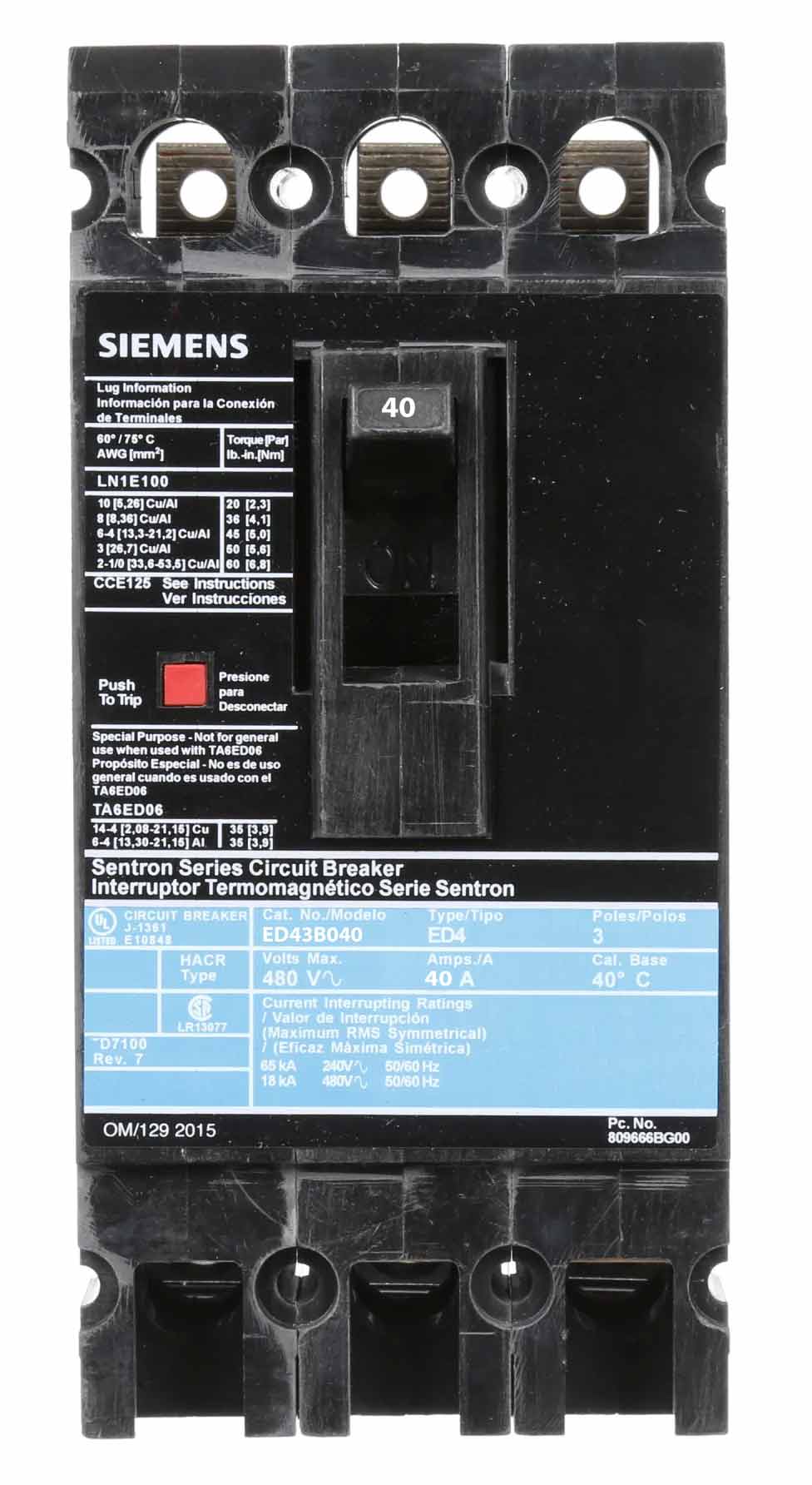 ED43B040 - Siemens - Molded Case Circuit Breaker – Canada Breakers
