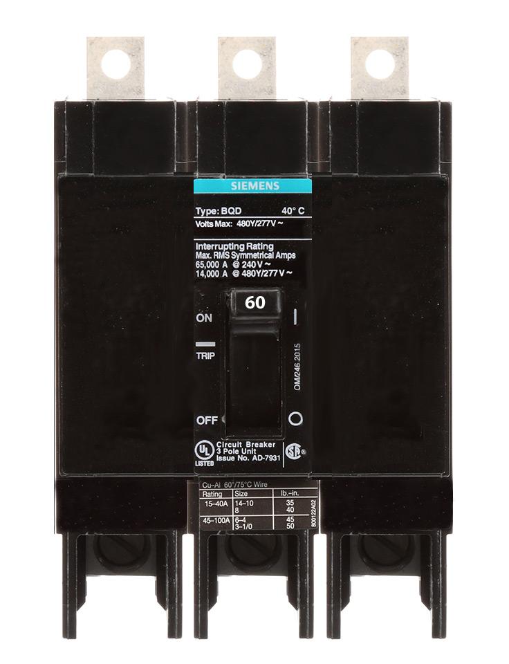 BQD6360 - Siemens - 60 Amp Molded Case Circuit Breaker – Canada Breakers