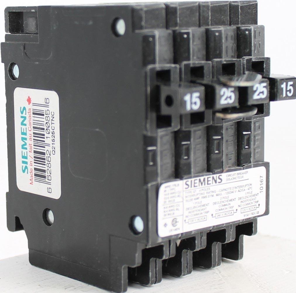Q21525CTNC - Siemens - 15/25/25/15 amp Quad Circuit Breaker – Canada ...